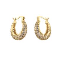 China 24K Gold Plated Zircon Heart Diamond Hoop Earrings ODM Custom Jewelry for sale
