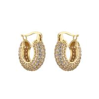 China 24K Gold Plated Zircon Heart Diamond Hoop Earrings ODM Custom Jewelry for sale
