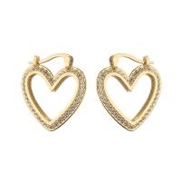 China 24K Gold Plated Zircon Heart Diamond Hoop Earrings ODM Custom Jewelry for sale