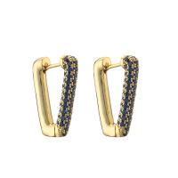 China 24k Gold Plated Diamond Studded Earrings Luxury Fashion Ladies Custom Jewelry 18mm for sale