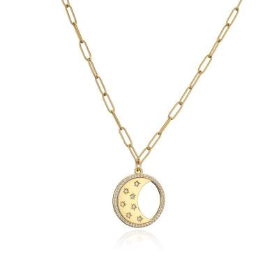 China OEM 24k Gold Plated Paperclip Chain Necklace Pendant for Women Gift Collar 20pcs MOQ for sale