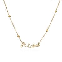 China Customized 24K Gold Pendant Necklace Thin Bead Diamond Chain Letter Necklace for sale