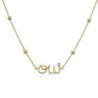China Customized 24K Gold Pendant Necklace Thin Bead Diamond Chain Letter Necklace for sale