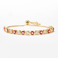 China 24k Gold Plated Evil Eye Bracelet Drop Oil Zircon Link Chain Bangle for Women Girls for sale