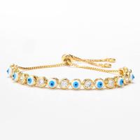 China 24k Gold Plated Evil Eye Bracelet Drop Oil Zircon Link Chain Bangle for Women Girls for sale
