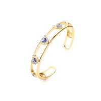 China 18k Gold Plated Evil Eyes Bangle Bracelet Opening Rhinestone Design for sale