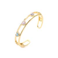 China 18k Gold Plated Evil Eyes Bangle Bracelet Opening Rhinestone Design for sale