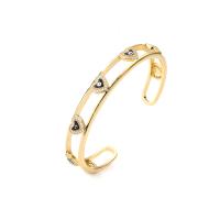 China 18k Gold Plated Evil Eyes Bangle Bracelet Opening Rhinestone Design for sale