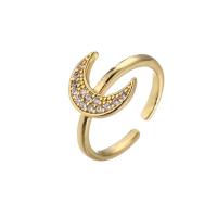 China 18K Gold Plated Diamond Inlaid Star Moon Ring Zircon Wedding Engagement Jewelry OEM for sale