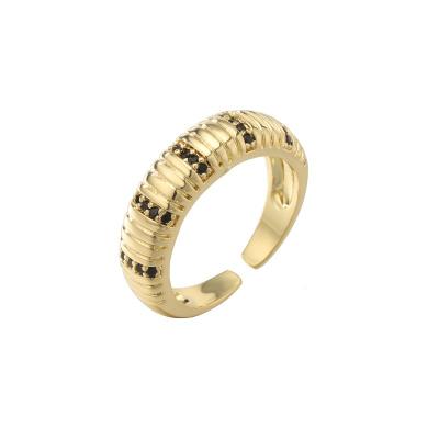 China 18k Gold Plated Zircon Ring Adjustable Hypoallergenic Wedding Band Fashion Couples Ring for sale