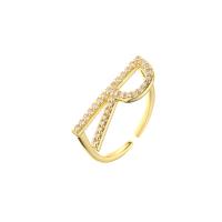 China Adjustable 18k Gold Band Engagement Rings OEM Zircon Initial Letter Ring for sale