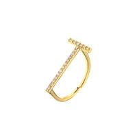 China Adjustable 18k Gold Band Engagement Rings OEM Zircon Initial Letter Ring for sale