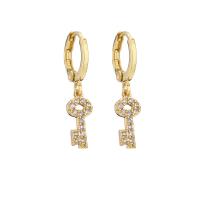 China 18k Gold Plated Lock Key Charm Hoop Earrings Fashion Designer Inspired Jewelry for sale