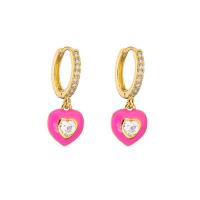 China 18K Gold Plated Heart Pendant Zircon Earrings DIY Colorful Jewelry for Women for sale