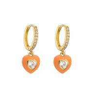 China 18K Gold Plated Heart Pendant Zircon Earrings DIY Colorful Jewelry for Women for sale