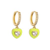 China 18K Gold Plated Heart Pendant Zircon Earrings DIY Colorful Jewelry for Women for sale