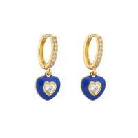China 18K Gold Plated Heart Pendant Zircon Earrings DIY Colorful Jewelry for Women for sale