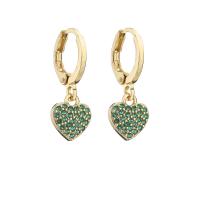 China 18k Gold Plated Heart Hoop Earrings Full Rhinestone Micro Insert Jewelry 20mm for sale