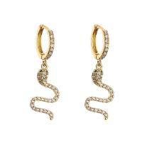 China 18k Gold Plated Snake Earrings Custom CZ Zircon Fashion Jewelry 3-5 Days for sale