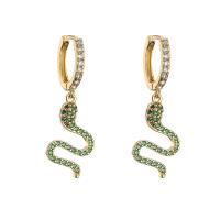 China 18k Gold Plated Snake Earrings Custom CZ Zircon Fashion Jewelry 3-5 Days for sale