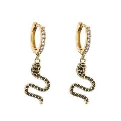 China 18k Gold Plated Snake Earrings Custom CZ Zircon Fashion Jewelry 3-5 Days for sale