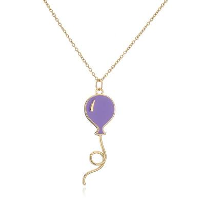 China 18k Gold Plated Enamel Balloon Pendant Necklace Stainless Steel Chain Jewelry for sale