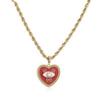 China Gold Plated Heart Evil Eye Necklace for sale