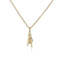 China ODM 18k Gold Plated Hip Hop Middle Finger Necklace Unisex Love You Pendant 45cm Chain for sale