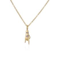 China ODM 18k Gold Plated Hip Hop Middle Finger Necklace Unisex Love You Pendant 45cm Chain for sale