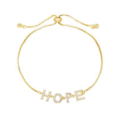 China 18K Gold Plated Custom Initial Name Bracelet Personalised Zircon Letter Bracelet for sale