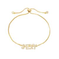 China 18K Gold Plated Custom Initial Name Bracelet Personalised Zircon Letter Bracelet for sale