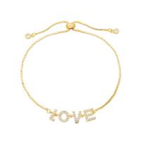 China 18K Gold Plated Custom Initial Name Bracelet Personalised Zircon Letter Bracelet for sale