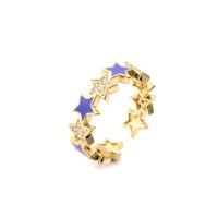 China Open 14k Gold Star Ring Adjustable CZ Cubic Zircon Custom for sale