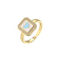 China Adjustable Women 14k Gold Ring Oil Drop Rectangular Heart Diamond Engagement  Ring for sale