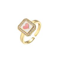 China Adjustable Women 14k Gold Ring Oil Drop Rectangular Heart Diamond Engagement  Ring for sale