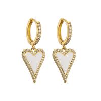 China 14K Gold Plated Enamel Love Heart Shape Earrings with CZ Zircon 5A Stone for sale