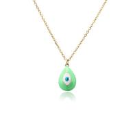 China 14k Gold Plated Turkish Evil Eye Bead Pendant Necklace 45cm Jewelry for sale