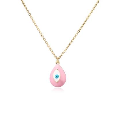China 14k Gold Plated Turkish Evil Eye Bead Pendant Necklace 45cm Jewelry for sale