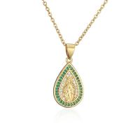 China 14k Gold Plated Virgin Mary Pendant Necklace with Zircon for Women Fashion Jewelry for sale