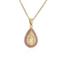 China 14k Gold Plated Virgin Mary Pendant Necklace with Zircon for Women Fashion Jewelry for sale