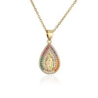 China 14k Gold Plated Virgin Mary Pendant Necklace with Zircon for Women Fashion Jewelry for sale