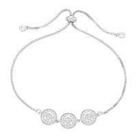 China 14k Gold Plated Smile Face Zircon Charm Bracelet ODM Pull Out Design for sale
