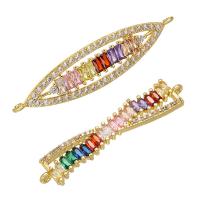 China OEM Gold Plated Rainbow Crystal Zirconia Bracelet Connectors for Jewelry Making 18cm for sale