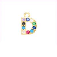 China Gold Plated DIY Pendant Necklace Custom Micro Rainbow Zircon Letter Charm for Bracelet Making for sale