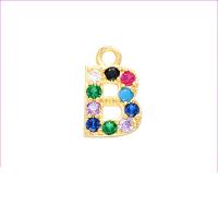 China Gold Plated DIY Pendant Necklace Custom Micro Rainbow Zircon Letter Charm for Bracelet Making for sale