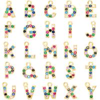 China Gold Plated DIY Pendant Necklace Custom Micro Rainbow Zircon Letter Charm for Bracelet Making for sale