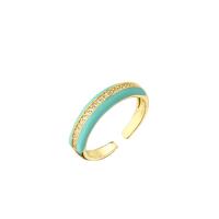 China 18k Gold Plated Couple Rings Micro Pave Cubic Zirconia Enamel Engagement Ring Adjustable Size for sale
