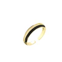 China 18k Gold Plated Couple Rings Micro Pave Cubic Zirconia Enamel Engagement Ring Adjustable Size for sale