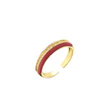 China 18k Gold Plated Couple Rings Micro Pave Cubic Zirconia Enamel Engagement Ring Adjustable Size for sale