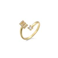 China 18k Gold Plated Initial Letter Ring Diamond Adjustable 26 Alphabets Women for sale